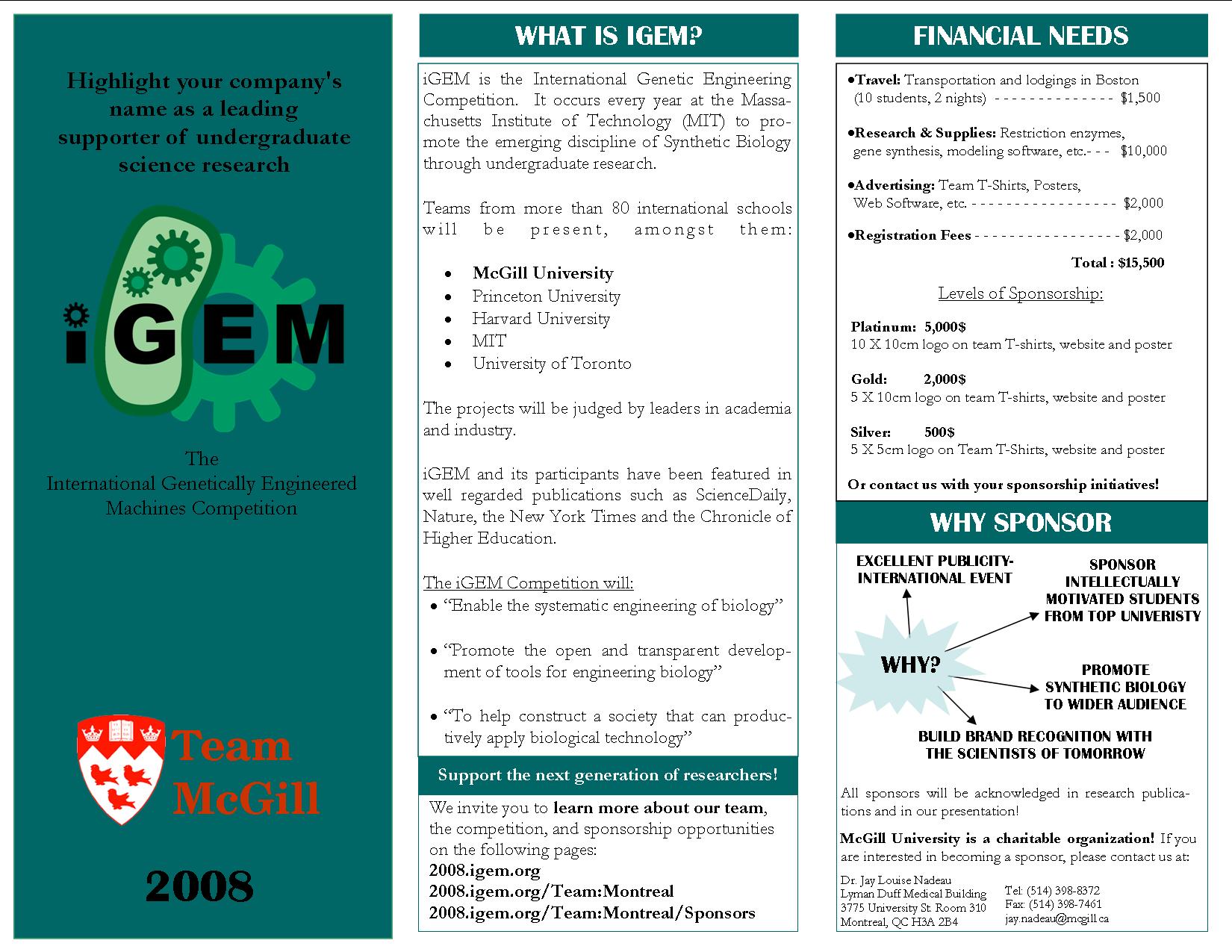 Team:Montreal/Sponsors - 2008.igem.org